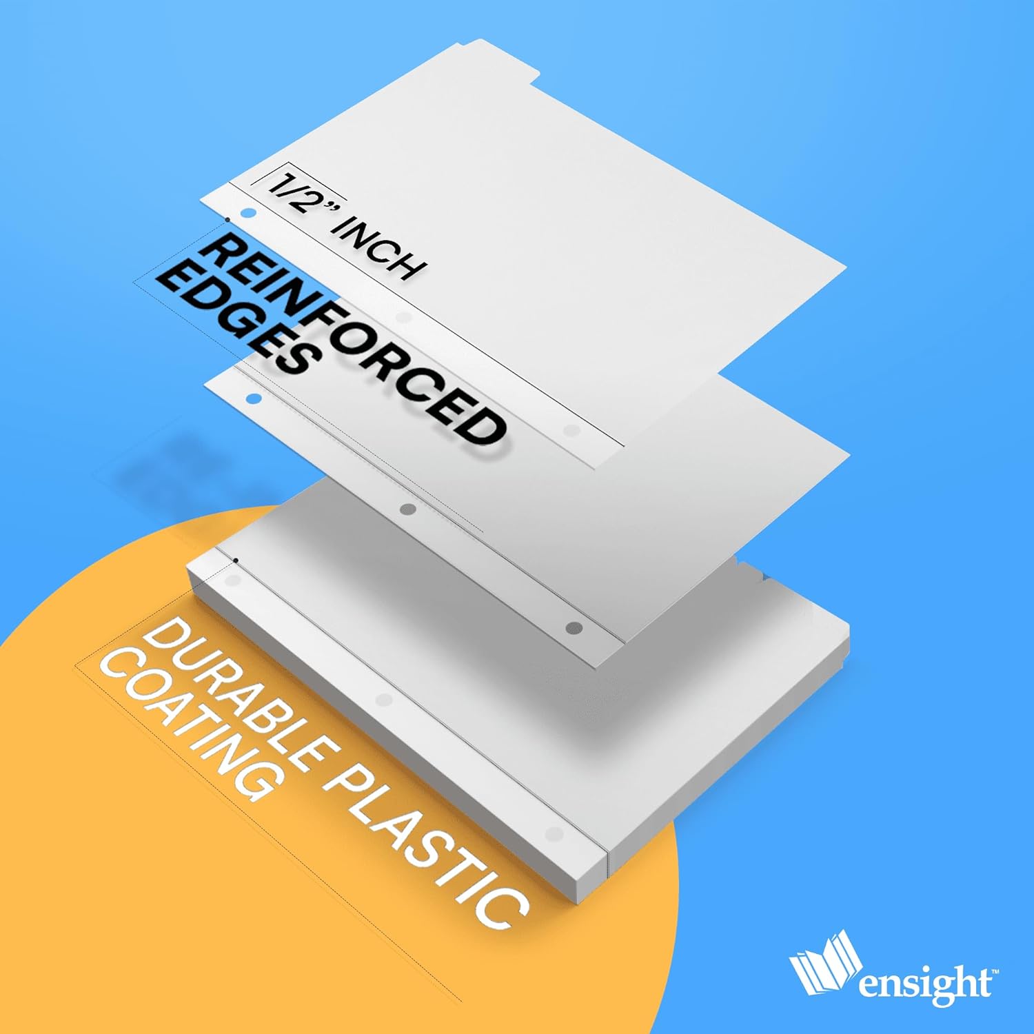 Ensight 3 Ring Page Dividers Bulk, 1/5 Cut Tab Dividers, 100 Per Box ...