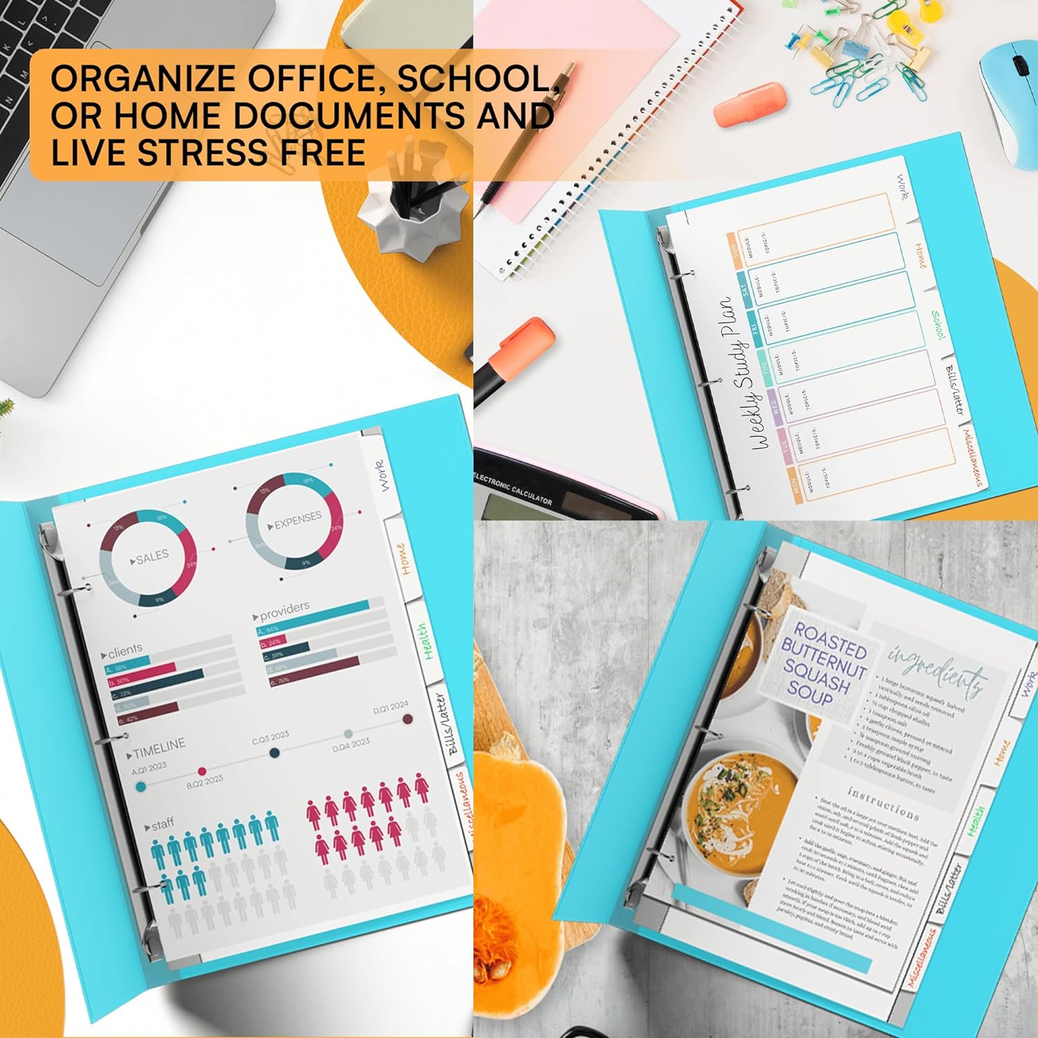 Ensight 3 Ring Page Dividers Bulk, 1/5 Cut Tab Dividers, 100 Per Box ...